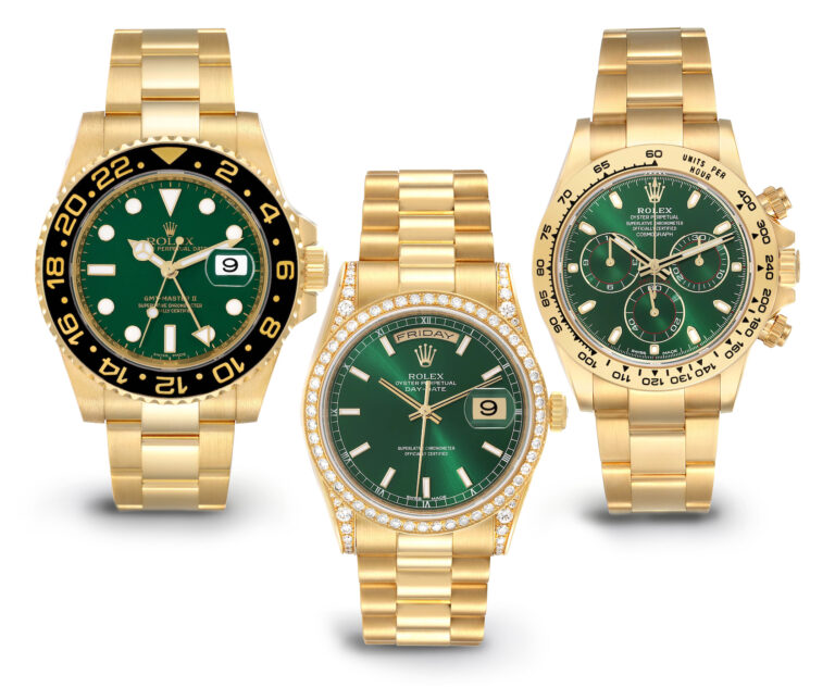 Rolex Watches in Yellow Gold and Green | The Watch Club by SwissWatchExpo