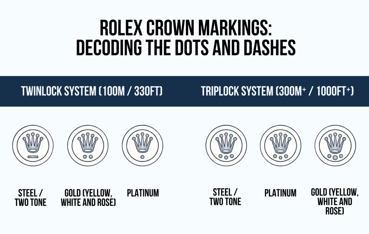 The Ultimate Guide to Rolex Crowns: Markings, Twinlock, and Triplock ...